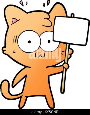 cartoon surprised cat waving sign Stock Vector Image & Art - Alamy