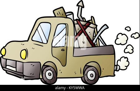 cartoon old truck full of junk Stock Vector Image & Art - Alamy