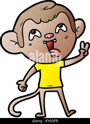 crazy cartoon monkey giving peace sign Stock Vector Image & Art - Alamy