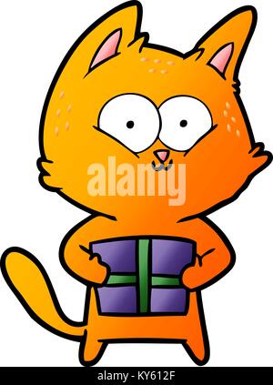 cartoon cat holding christmas present Stock Vector Image & Art - Alamy