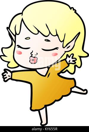 pretty cartoon elf girl dancing Stock Vector Image & Art - Alamy