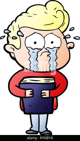 cartoon crying man holding book Stock Vector Image & Art - Alamy
