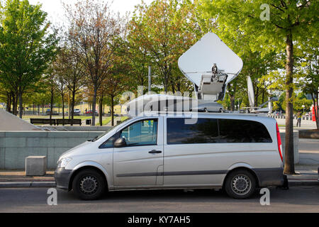 Van for mobile TV production with satellite connection of Sky TV ...