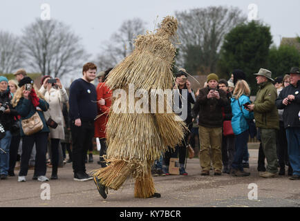 People in Straw Bear costumes have their photo taken in Whittlesey in ...