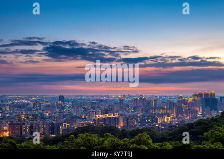 Taoyuan, Taiwan city skyline at twilight Stock Photo - Alamy