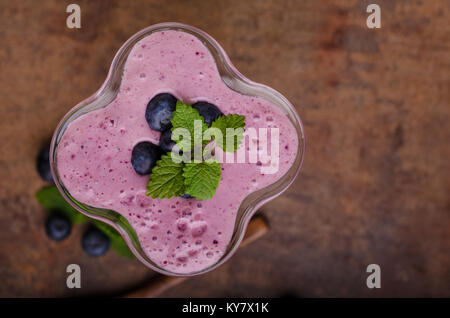 Berries milkshake smoothie, delish with fresh herbs mint Stock Photo ...