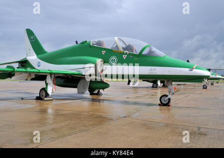 Saudi Hawks aerobatic display team, ground crew covering the aircraft ...