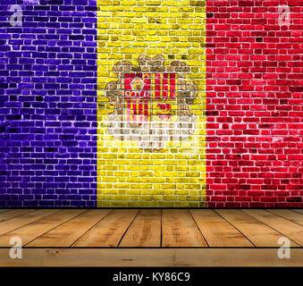 Andorra flag on old white wall. Horizontal panoramic banner Stock Photo ...