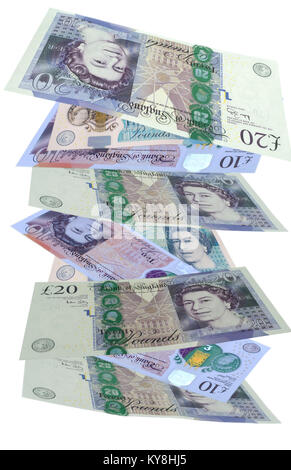 Pound sterling money notes falling from the sky Stock Photo - Alamy