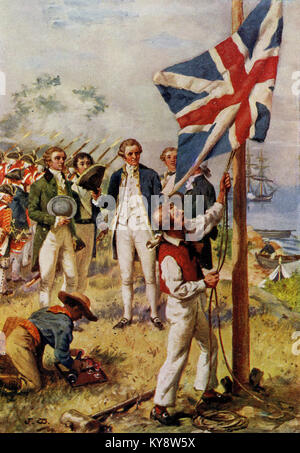 Illustration Of Captain James Cook Claiming The Land In The Name Of The ...
