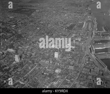 An aerial photograph of Montreal, taken in 1943, showing the urban ...