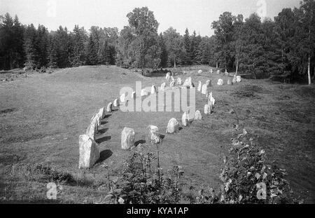 The stone ships in Badelunda, Västmanland, Sweden, are ancient burial ...