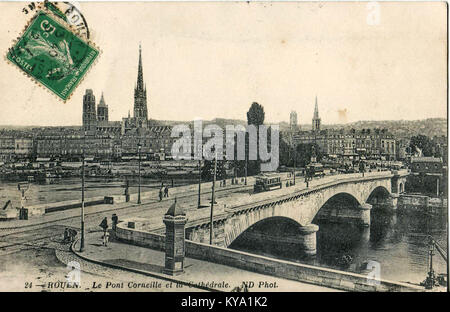 Corneille Bridge and Cathedral - Rouen, France Stock Photo - Alamy