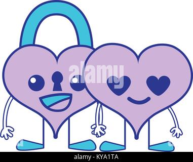 full color cute hearts friends kawaii cartoons Stock Vector Image & Art ...