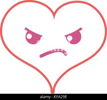 line color angry heart passion kawaii character Stock Vector Image ...