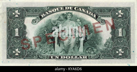This image shows the reverse side of the 1935 Canadian $100 banknote ...