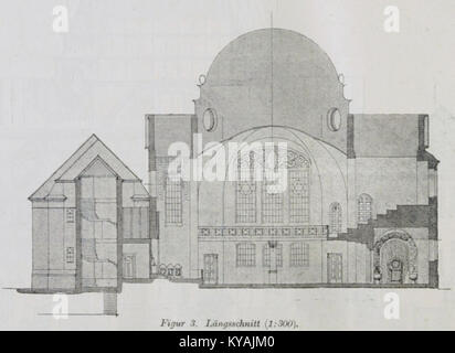 The longitudinal section plan of the synagogue in Rijeka - Lipót ...