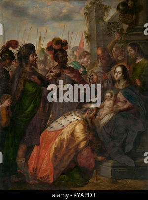 The Magi presenting gifts to Jesus, painting on wood, Three Wise Men ...