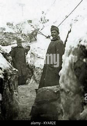 This image shows a snow-covered trench used by Feldjägerbataillon 25 ...
