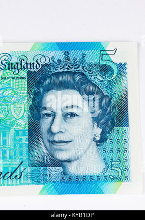 The front of new 'Fiver' five pound note from the Bank of England ...