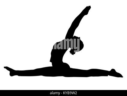 Yoga pose, woman to do the splits, vector multicolored drawing portrait ...