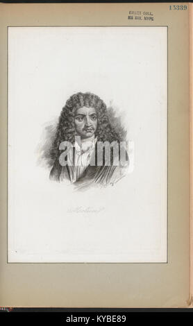 This portrait of Molière captures the playwright in his signature style ...