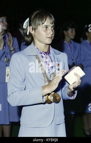 Romanian gymnast Nadia Comaneci in Los Angeles, CA, USA, 1993 Stock ...