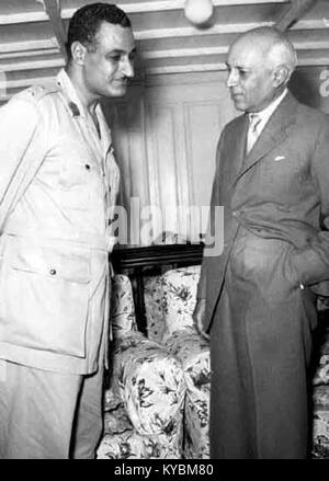 Nasser receiving Prime Minister Jawaharlal Nehru of India, January 1955 ...