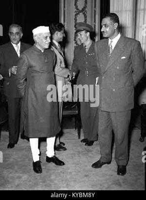 Nasser receiving the Indian Prime Minister Jawaharlal Nehru, February ...