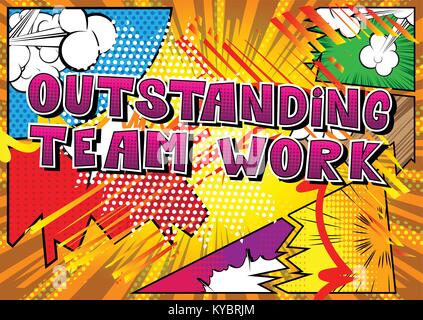 Teamwork - Comic book style phrase on abstract background Stock Vector ...