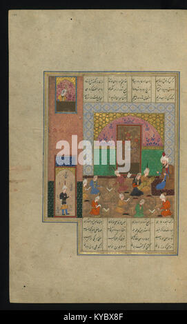 A full-page Persian miniature depicting Laylá visiting Majnun in the ...
