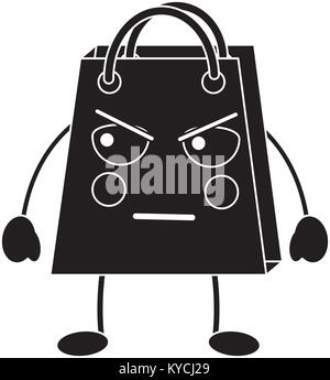 shopping bag angry emoji icon image vector illustration design black ...
