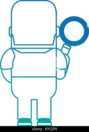funny man with magnifying glass avatar character vector illustration ...