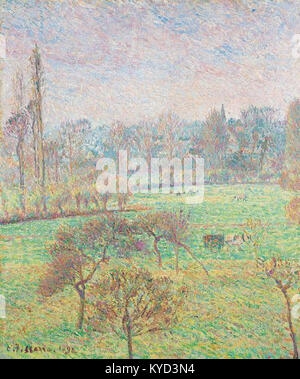 An outdoor scene painted by Camille Pissarro, depicting rural life and ...