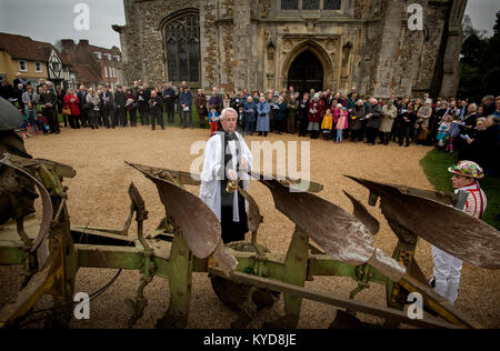 Plough Monday celebrations in an English village in the 1700s Stock ...