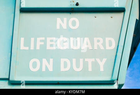 Lifeguard warning sign on the beach of Surfers Paradise, Gold Coast ...