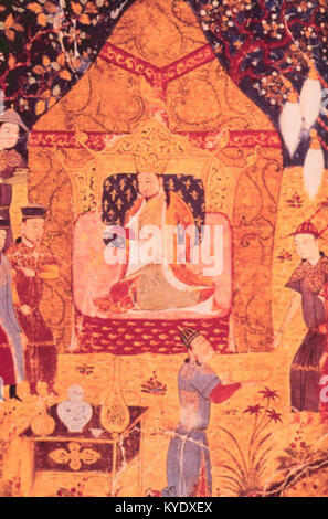 The illustration shows Temüjin being proclaimed Genghis Khan in 1206 ...