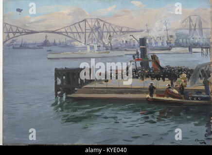 The Forth Bridge, 1917. Bluejackets Landing by John Lavery Stock Photo ...
