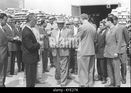 A 1958 photograph showing Yugoslav leader Josip Broz Tito visiting the ...
