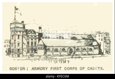 US-MA(1891) p351 BOSTON, ARMORY FIRST CORPS OF CADETS Stock Photo - Alamy