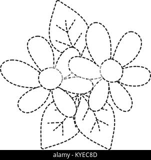 dotted shape cute flowers with nature petals design vector illustration ...
