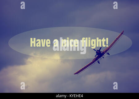 have a nice flight conceptual filtered background with small plane and ...