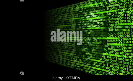 Hacker artificial intelligence robot danger dark face. Cyborg binary code head shadow online ...