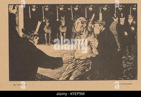 Illustration depicting a man being dragged to the Pillory on a sledge ...