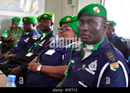 Ghanian Police officers attend a farewell ceremony in Mogadishu ...