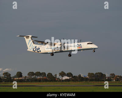G-ECOM, a De Havilland Canada DHC-8-402Q Dash 8 aircraft operated by Flybe, is captured landing ...