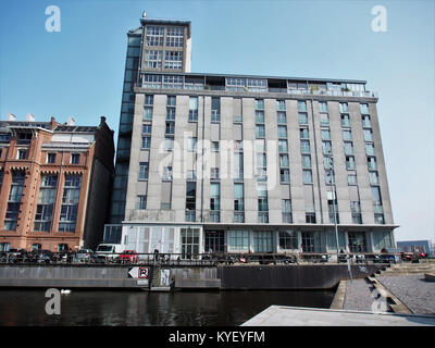 A photograph of the Silodam concrete grain silo in Amsterdam ...