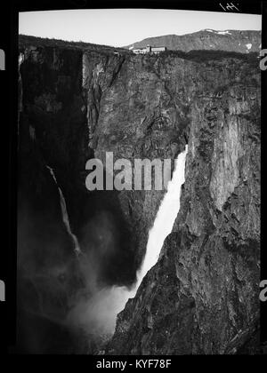 A photograph of Vøringsfossen waterfall and Fossli Hotel in Norway ...