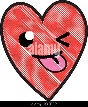 grated funny heart kawaii with facial expression Stock Vector Image ...