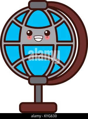 kawaii globe world earth map geography icon Stock Vector Image & Art ...